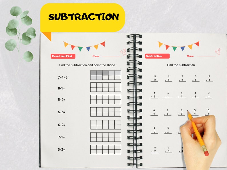 Printable Subtraction Worksheet PDF - Etsy