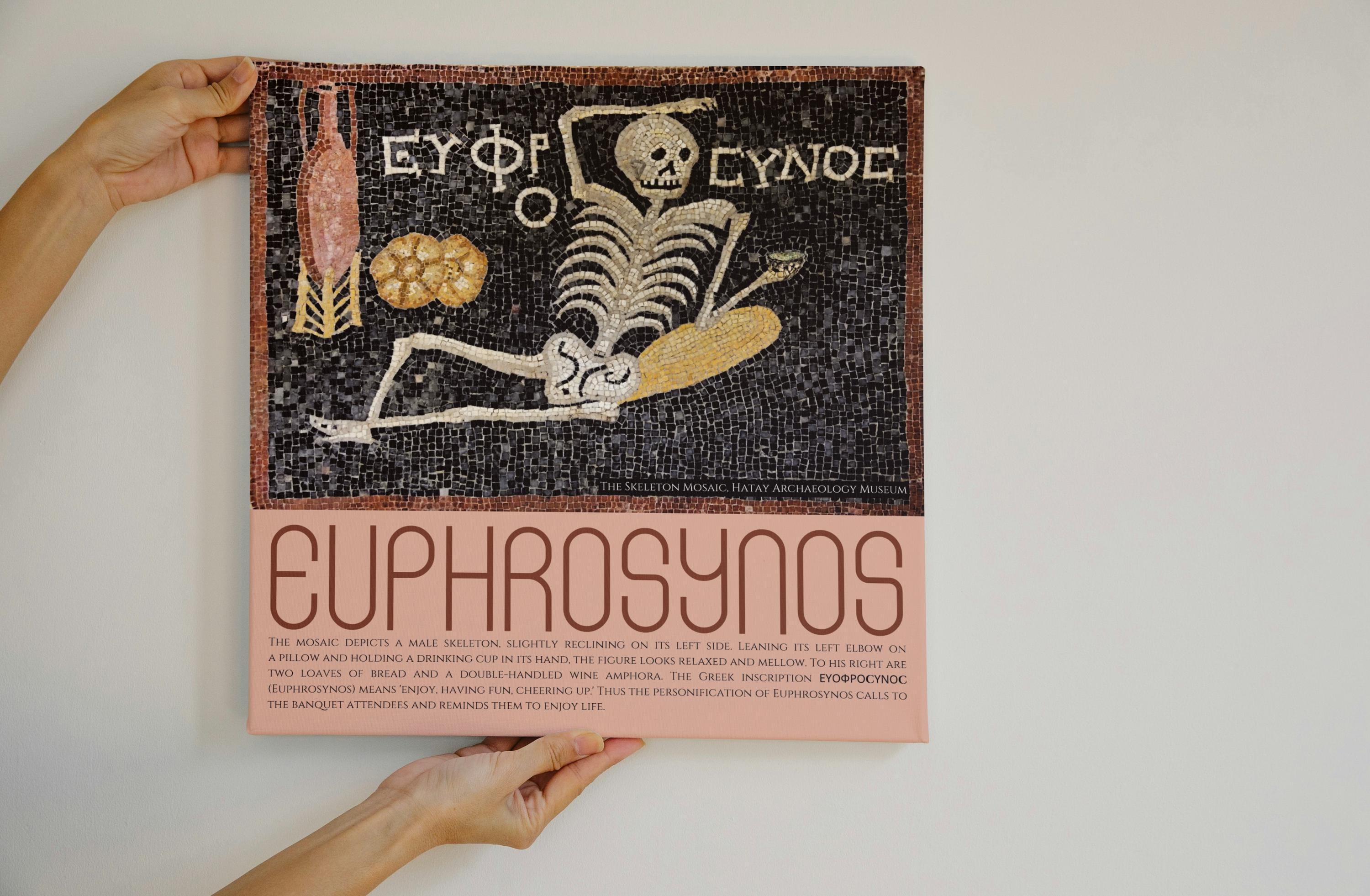 Cheerful Skeleton Ancient Mosaic Printable, Enjoy Your Life Archaeology ...