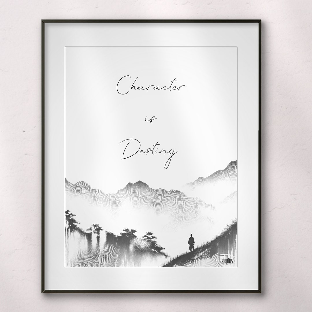 Black and White Heraclitus Inspirational Quote Philosophy Poster, Character is Destiny ...