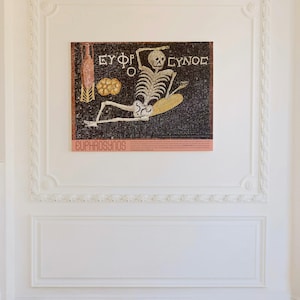 Cheerful Skeleton Ancient Mosaic Printable, Enjoy Your Life Archaeology ...