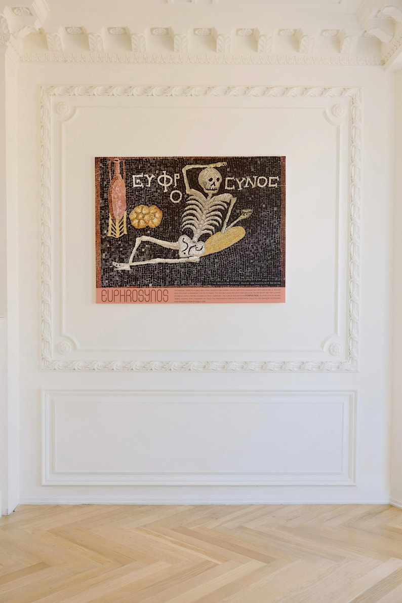 Cheerful Skeleton Ancient Mosaic Printable, Enjoy Your Life Archaeology ...