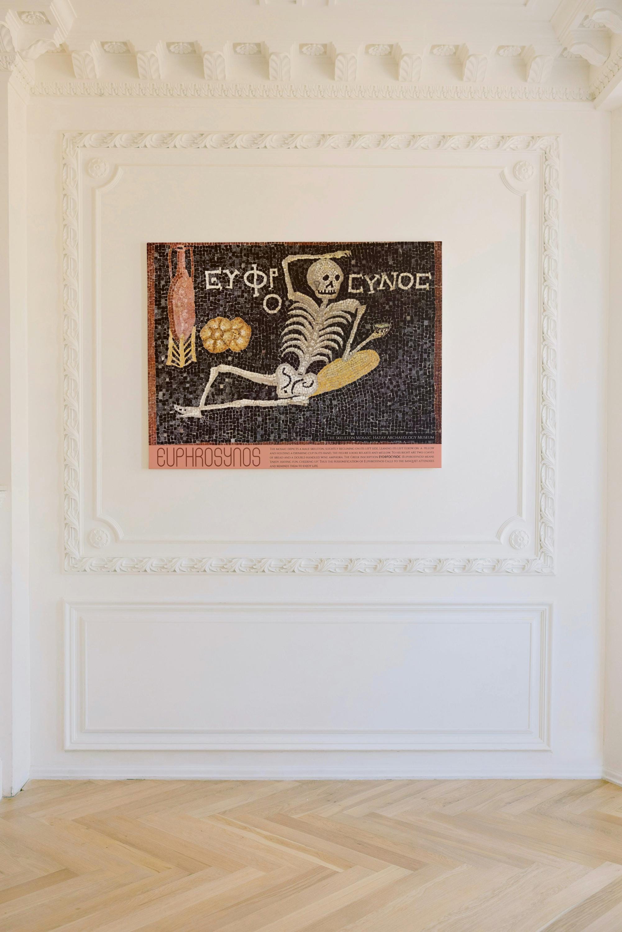 Cheerful Skeleton Ancient Mosaic Printable, Enjoy Your Life Archaeology ...