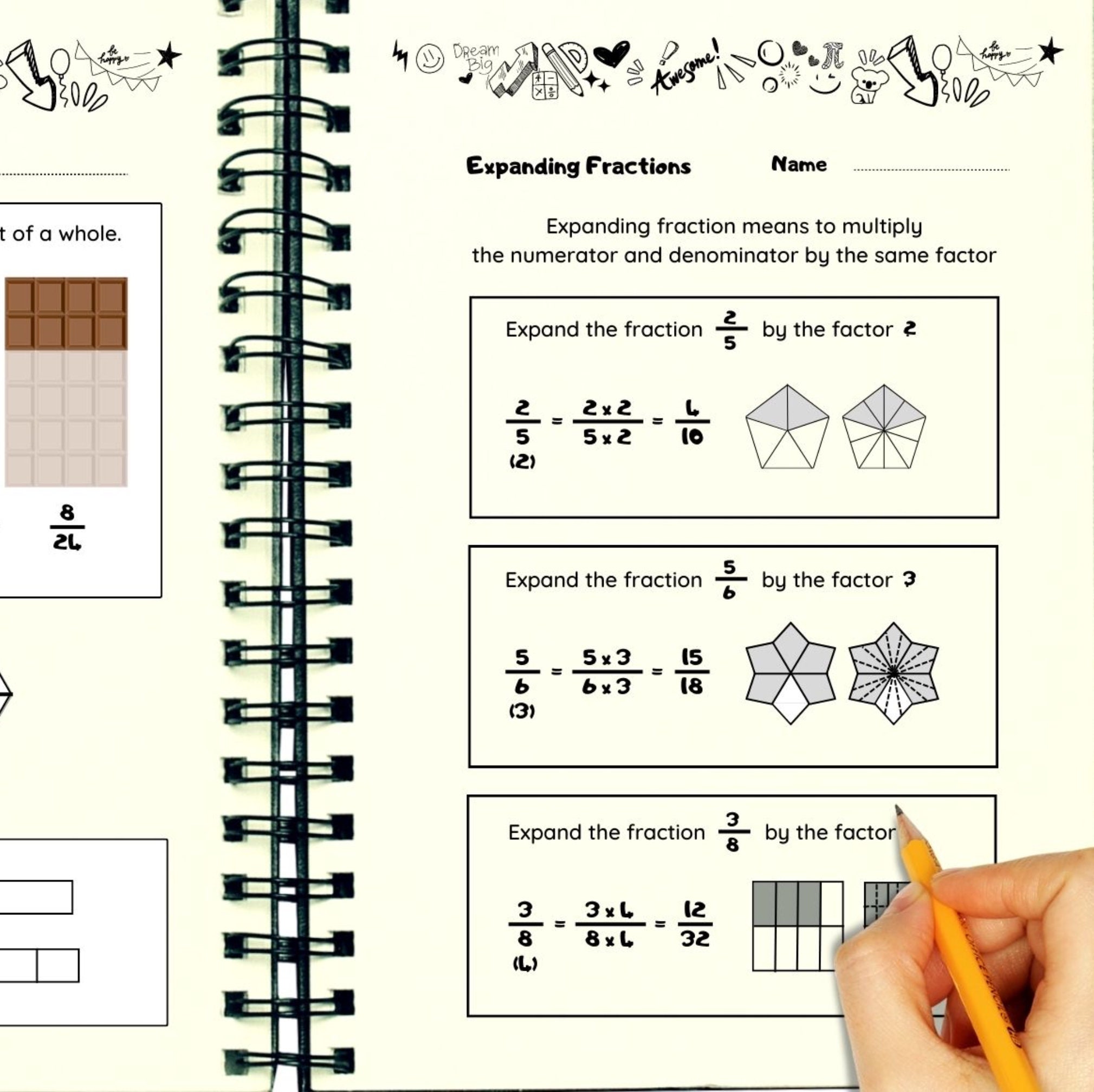 Fractions Printable Worksheet, Digital PDF File - Etsy