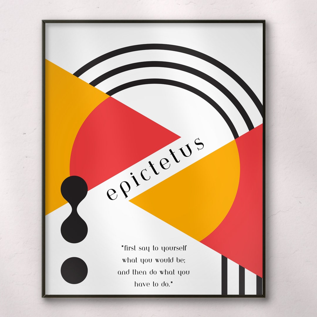 Epictetus Quote Inspiring Poster, Stoic Wisdom Wall Art, Bauhaus Style ...