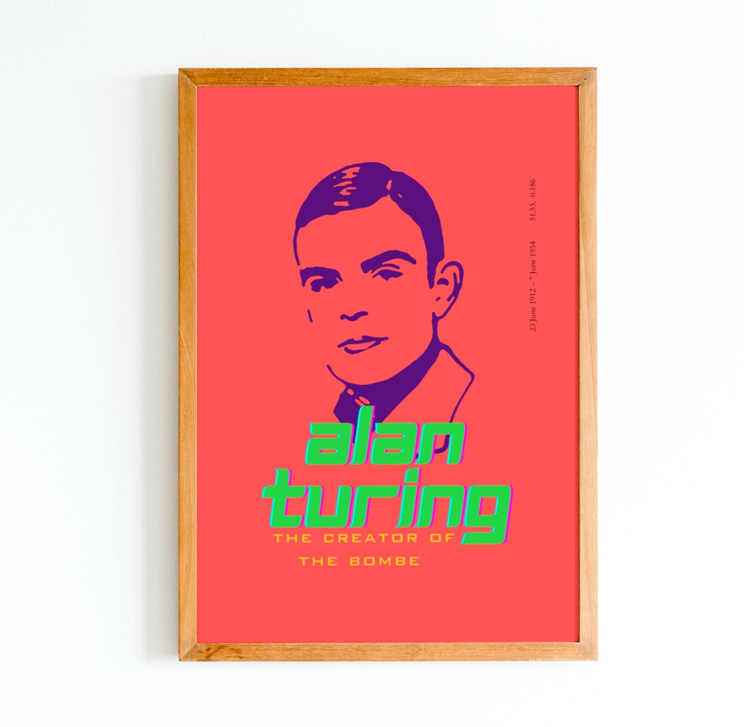 Famous Mathematicians Alan Turing Printable Poster, Pop Art Math Wall ...