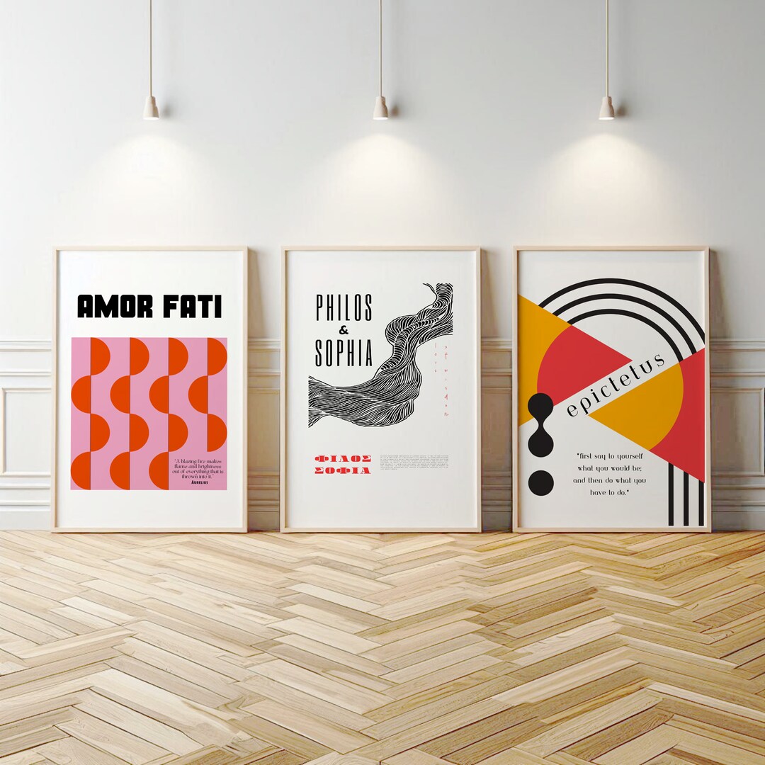 Set of 3 Printable Philosophy Poster, Amor Fati Aurelius Quote, Stoic ...