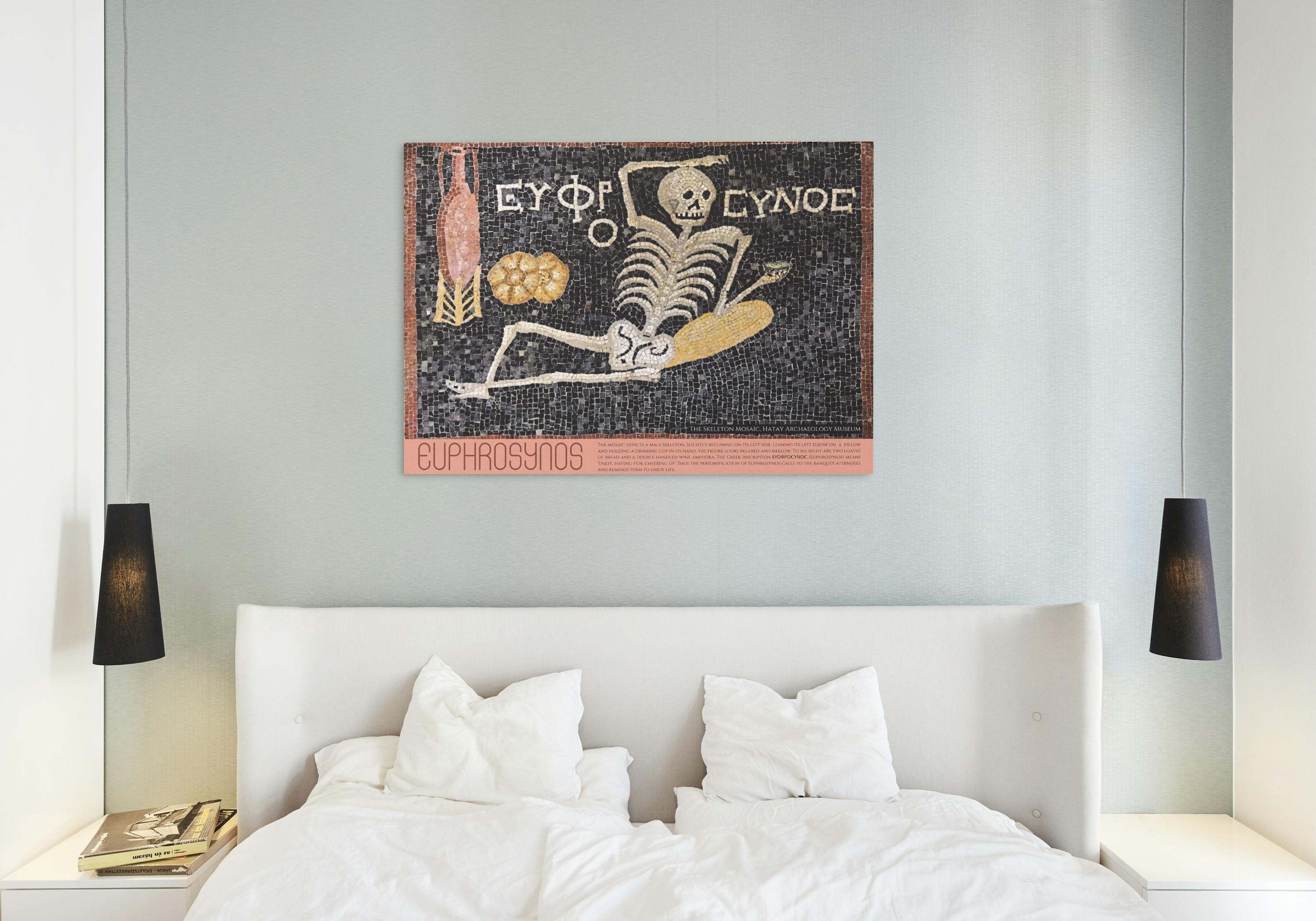 Cheerful Skeleton Ancient Mosaic Printable, Enjoy Your Life Archaeology ...