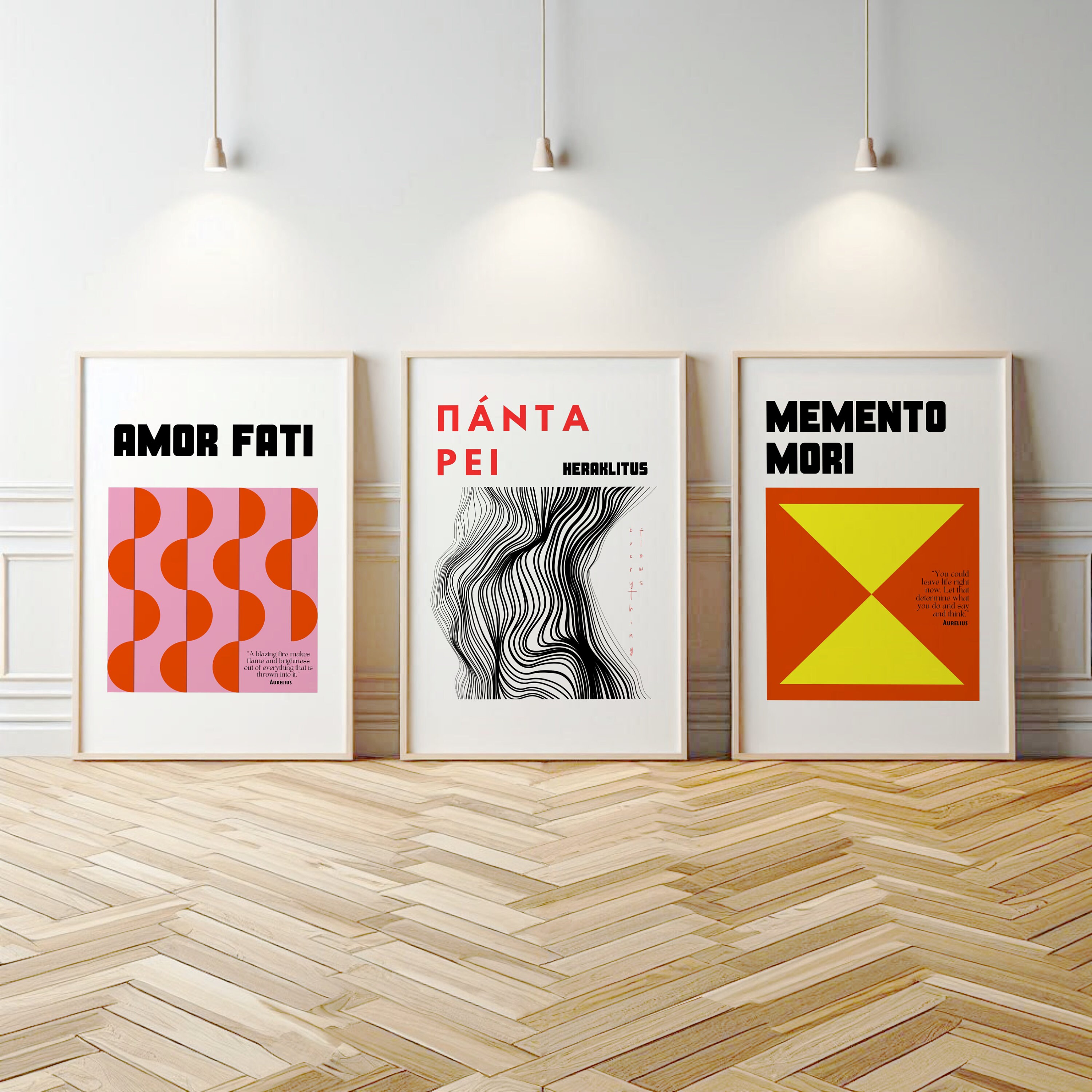 Set of 3 Printable Philosophy Poster, Amor Fati, Memento Mori, Tanta ...