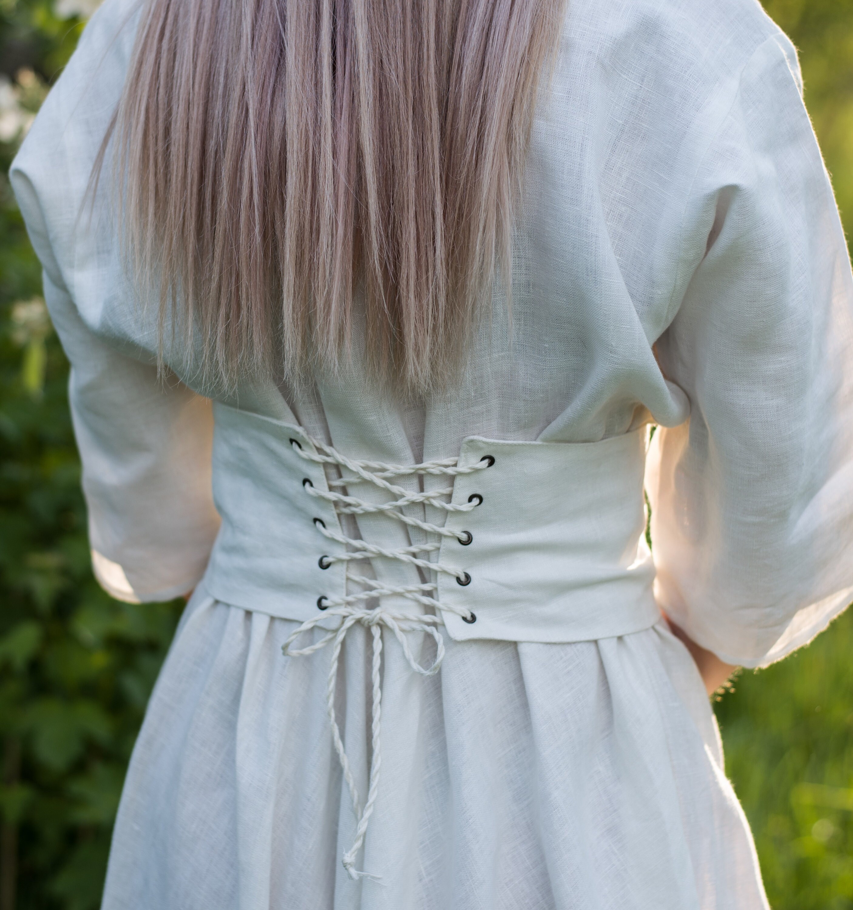 White Wedding Linen Dress With One Front-slit. Long Dress With Two ...