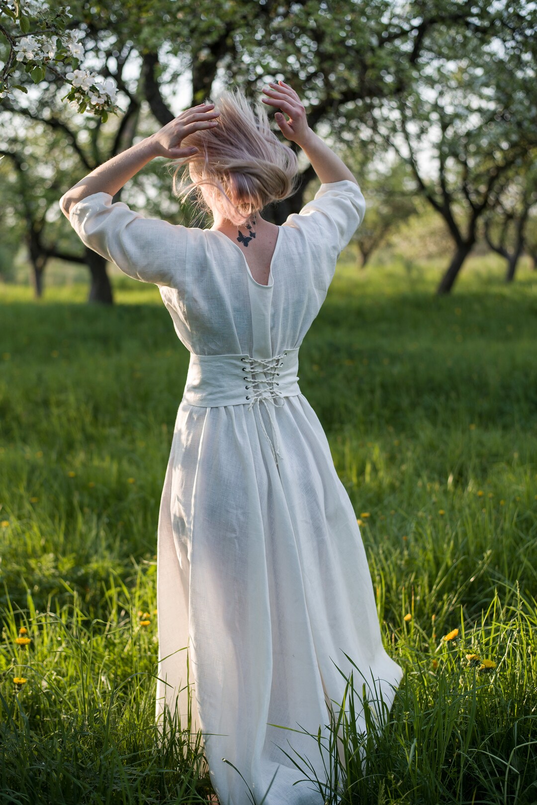 White Wedding Linen Dress. White Long Linen Dress With Two - Etsy