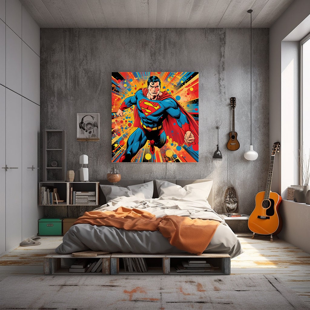 Superhero Poster Warhol Inspired Pop Art Print Adaptable - Etsy