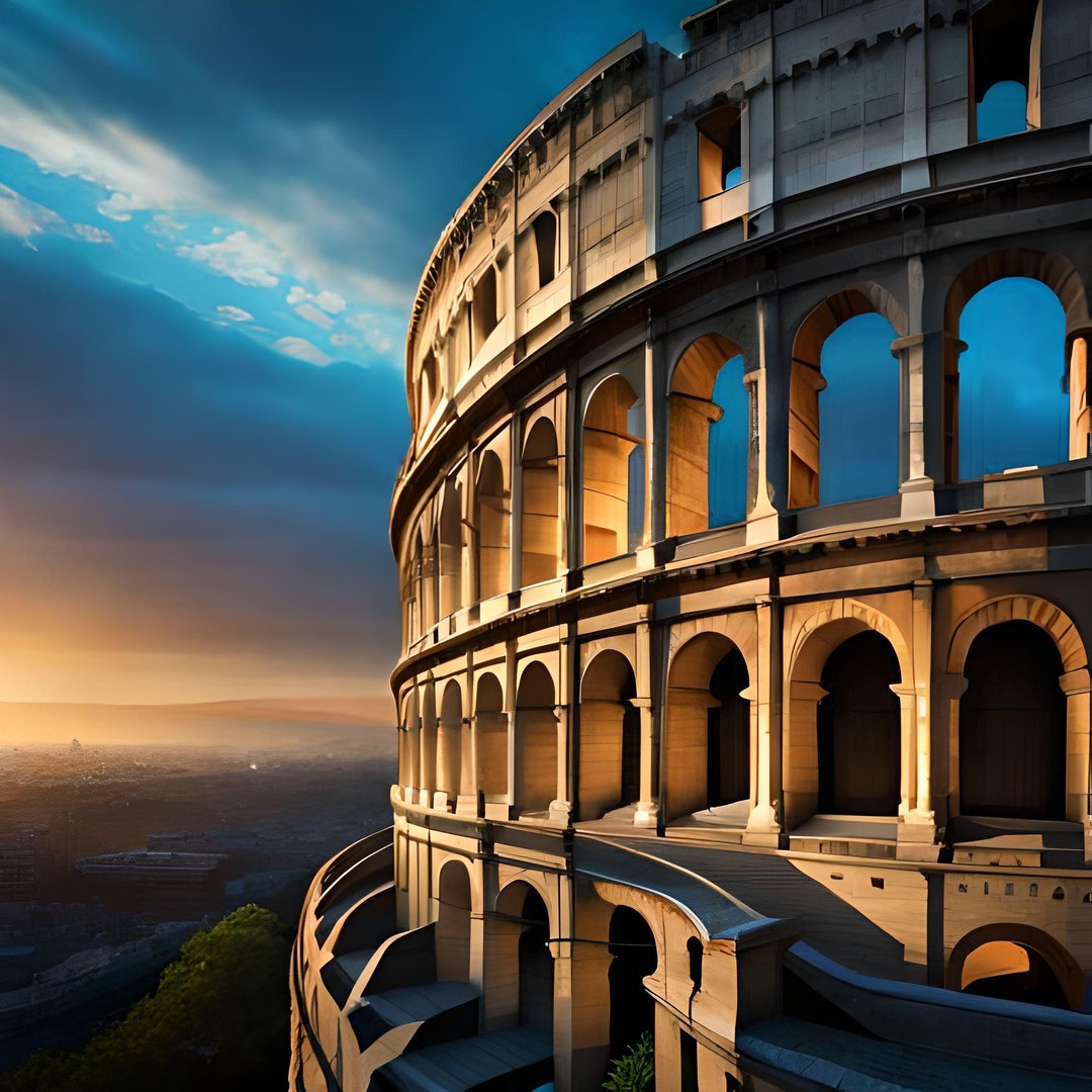 Rome Colosseum AI Art Prints Instant Download Wall Decor Neon Glow ...