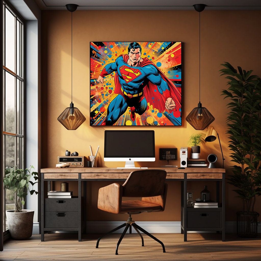 Superhero Poster Warhol Inspired Pop Art Print Adaptable - Etsy