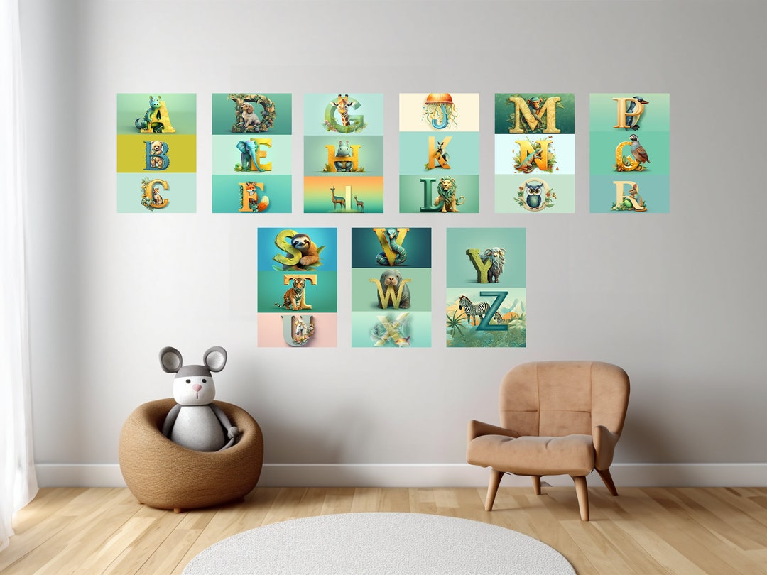 Alphabet Poster Set Nursery Wall Art ABC Decor Digital - Etsy