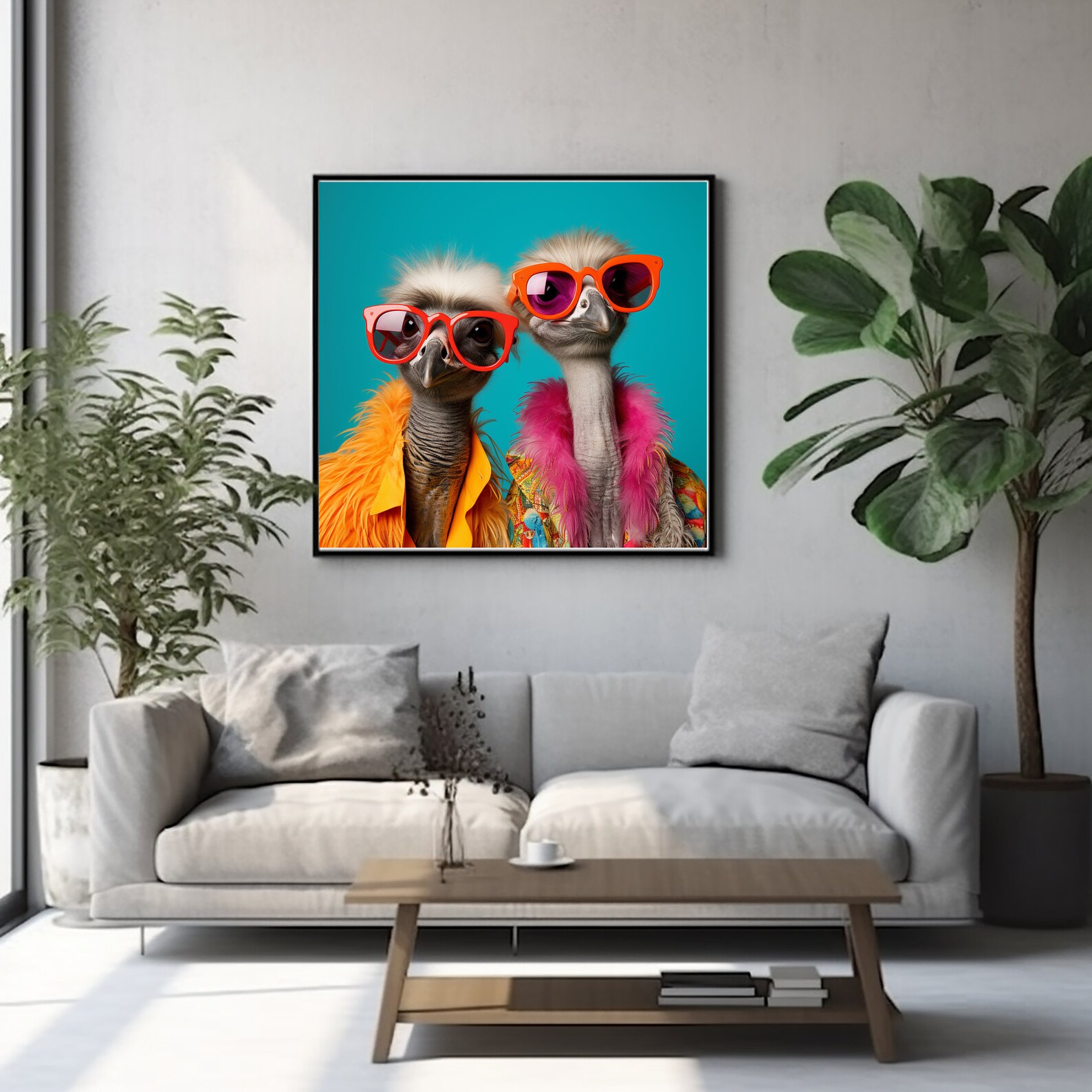 Two Emus Sunglasses Poster | 24x24inch | Adaptable Sizes | Hilarious ...