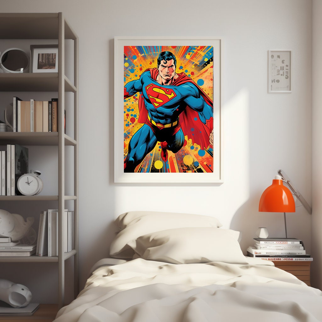 Superhero Poster Warhol Inspired Pop Art Print Adaptable - Etsy