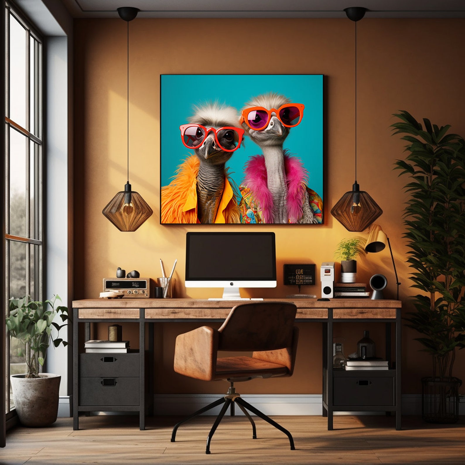 Two Emus Sunglasses Poster | 24x24inch | Adaptable Sizes | Hilarious ...