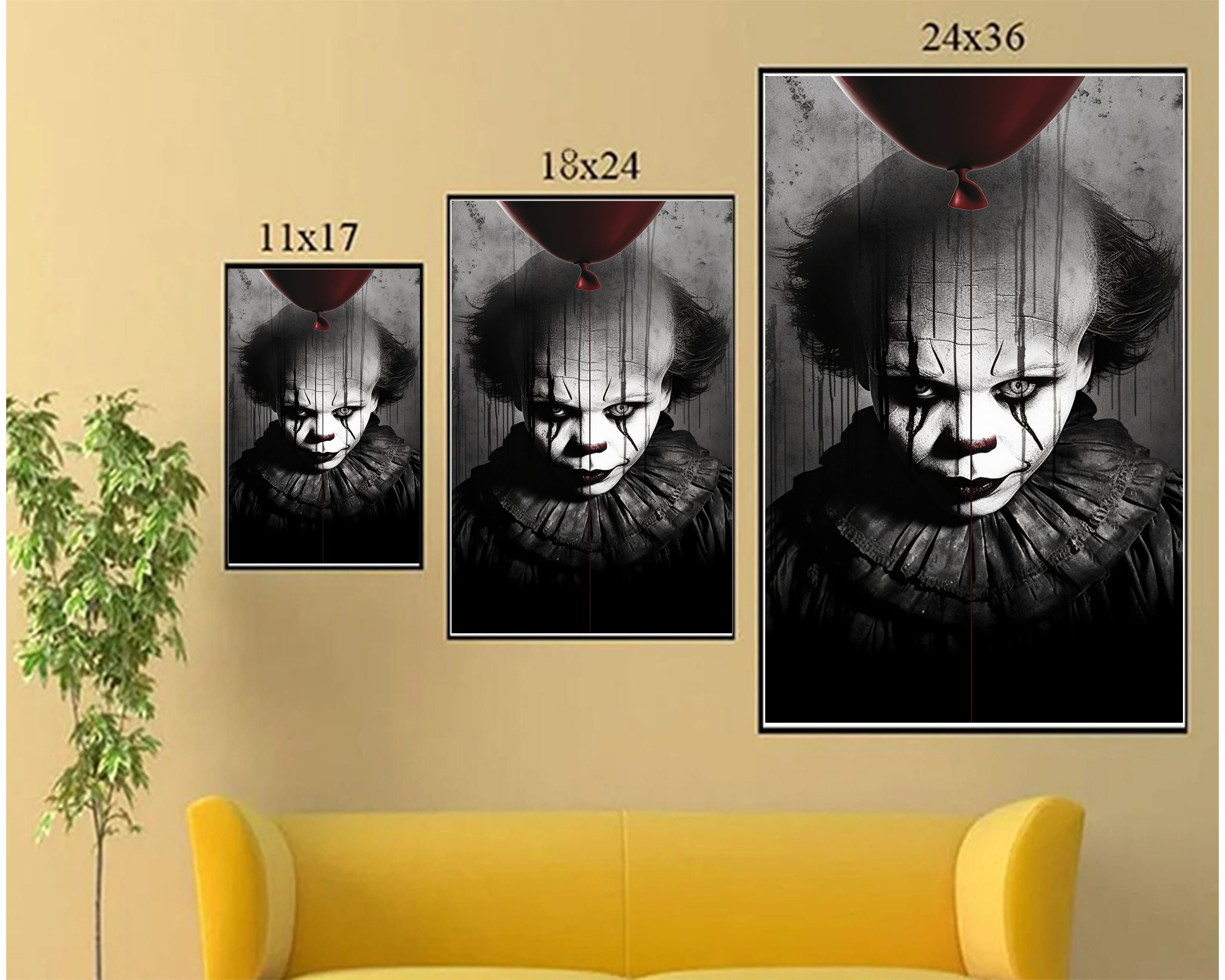 Horror Movie Art Print Featuring Creepy Clown Instant Digital - Etsy