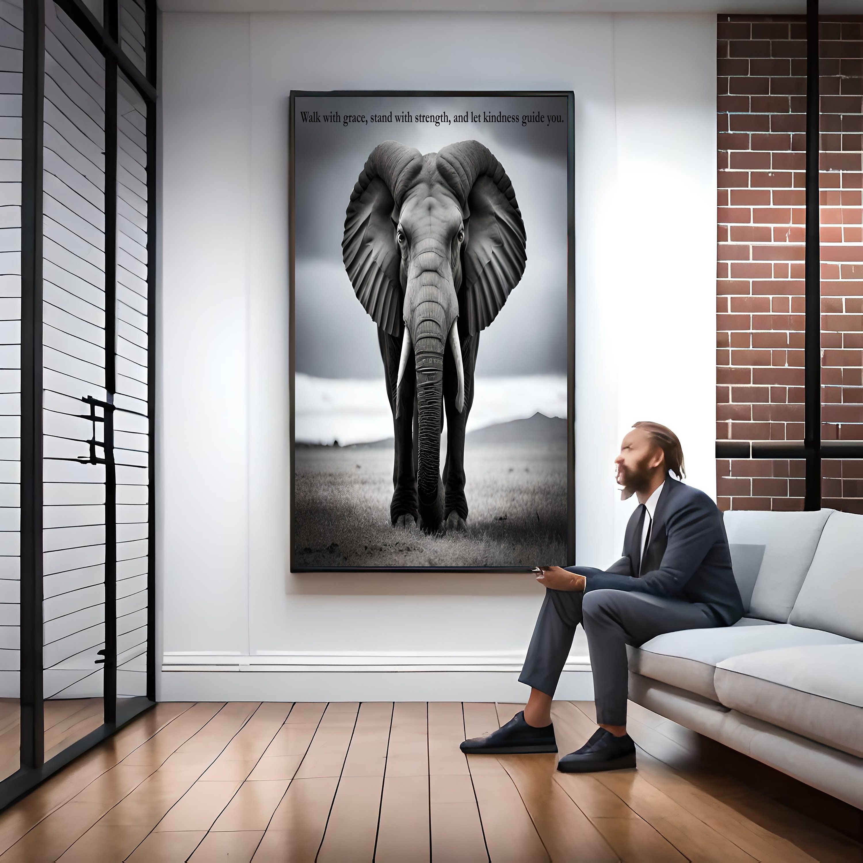 Elephant Print, Inspirational Quote, Office Wall Art, Living Room Decor ...