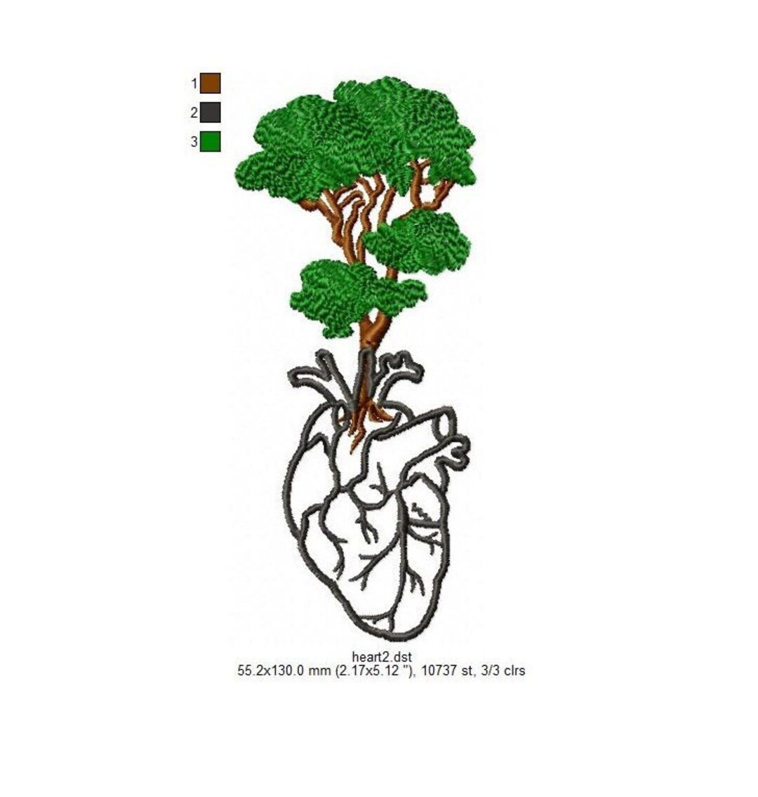 Digital File for Embroidery Machine Heart With Tree PES DST, Machine ...