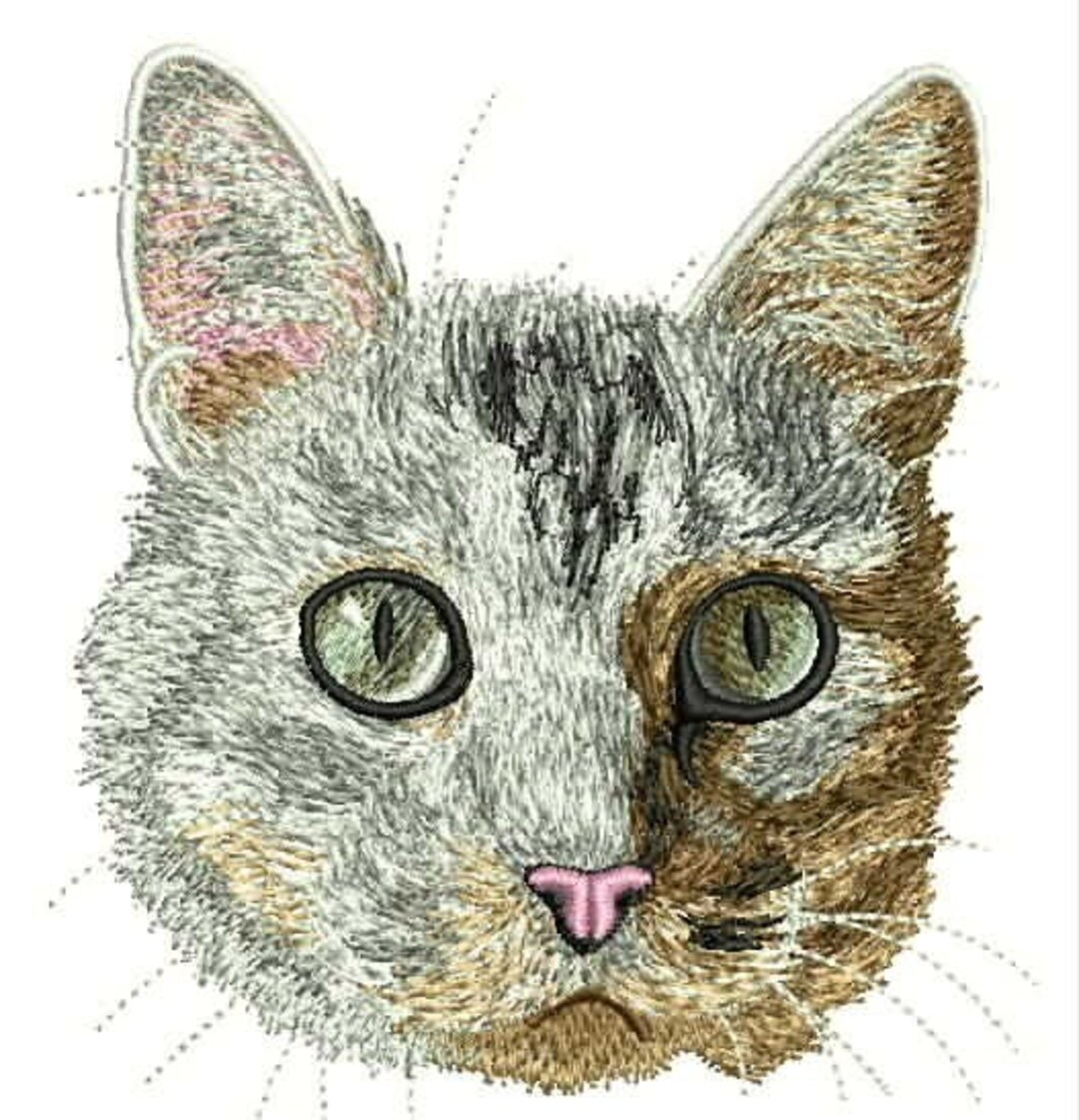 Cat Digital File for Embroidery Machine, Embroidery of Cat, PES, DST ...
