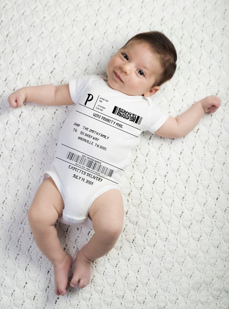 USPS Label Baby Announcement Onesie - Etsy