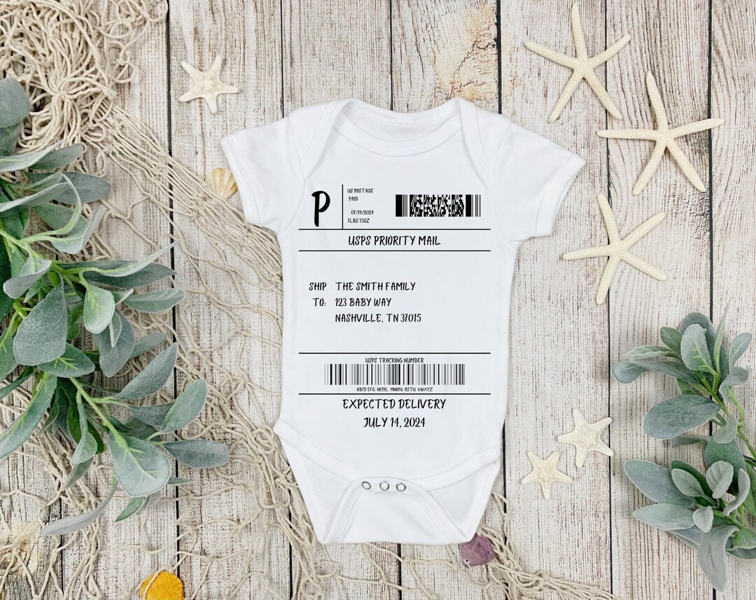 USPS Label Baby Announcement Onesie - Etsy