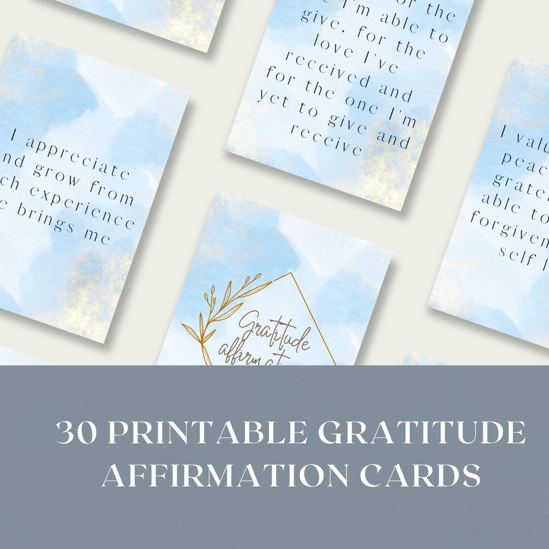30 Digital Gratitude Affirmation Cards, Positive Affirmations Deck ...