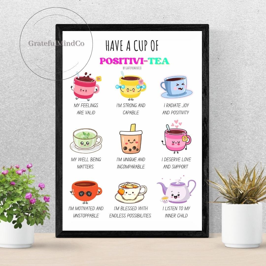 Positivi-tea Positivity Self Affirmation Digital Print Poster Positive ...
