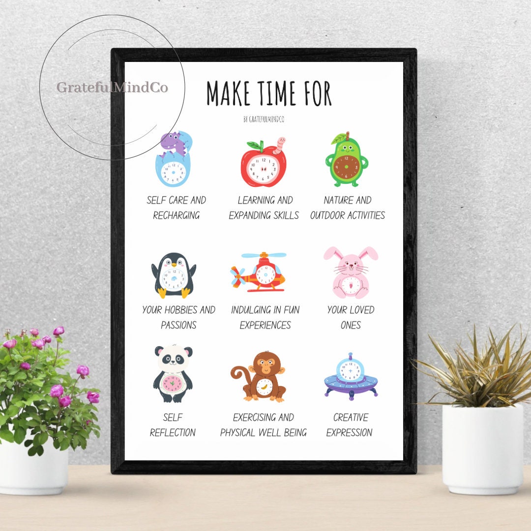 Mental Health Digital Poster Make Time Reminders Therapist Office Decor ...