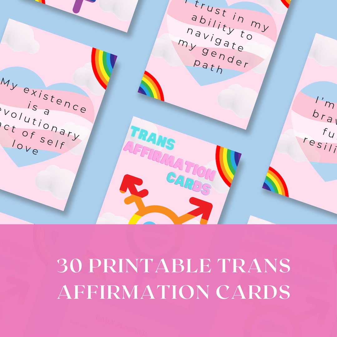 30 Digital Trans Affirmation Cards, Gender Affirmations Deck, LGBTQ+ ...