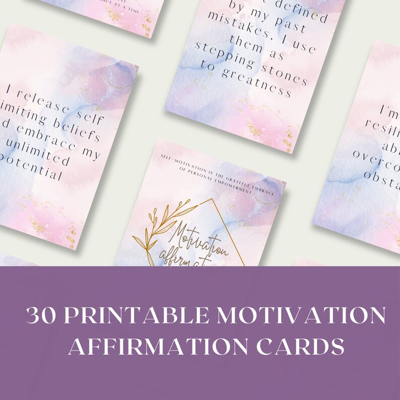 30 Digital Motivation Affirmation Cards, Positive Self Talk Deck ...