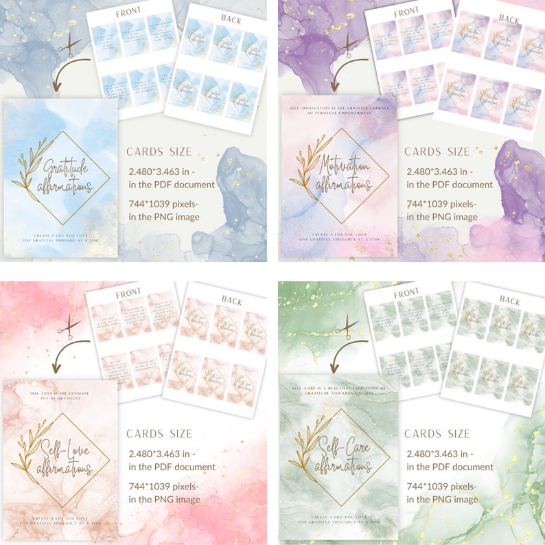 120 Digital Affirmation Cards Bundle, Gratitude, Self Care, Self Love ...