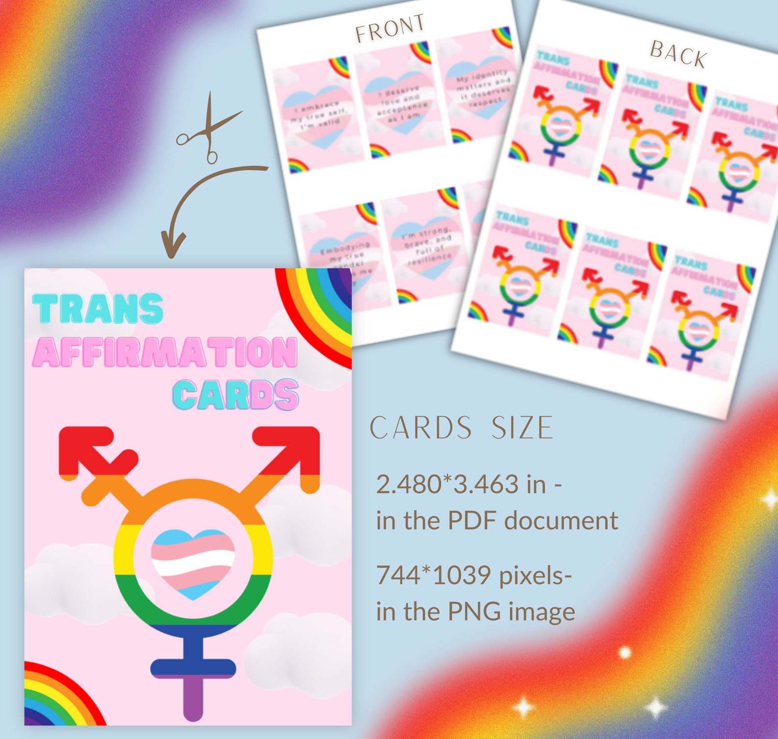 30 Digital Trans Affirmation Cards, Gender Affirmations Deck, LGBTQ+ ...
