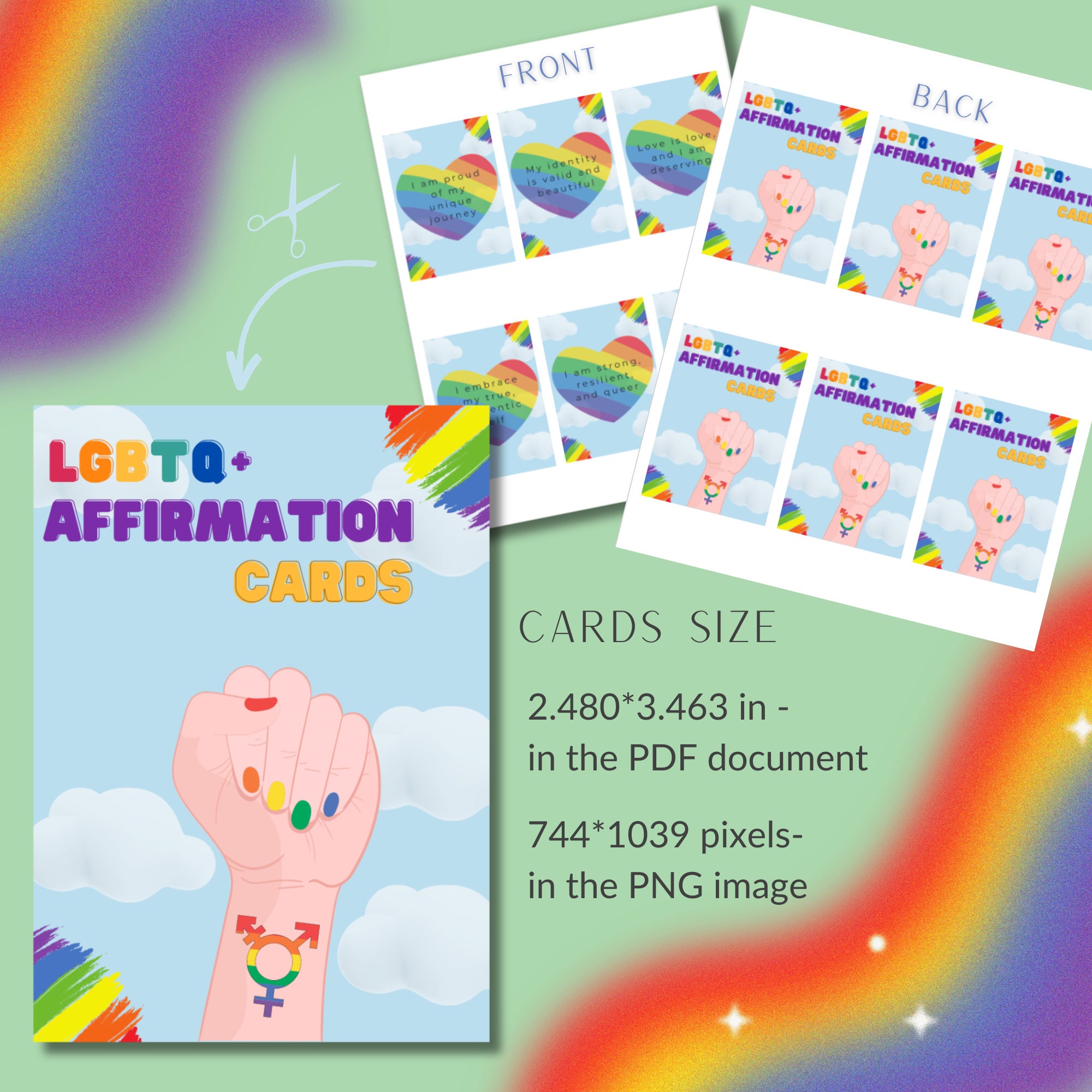 30 Digital LGBTQ+ Affirmation Cards, Pride Affirmations Deck ...