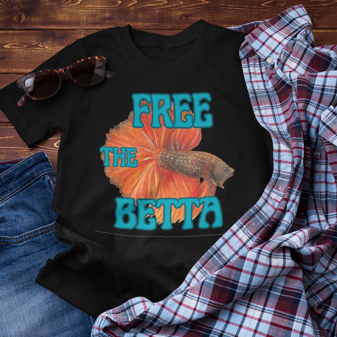 Free the Betta Retro T-shirt, Betta Fish Lover Gift, Men Sized Classic ...