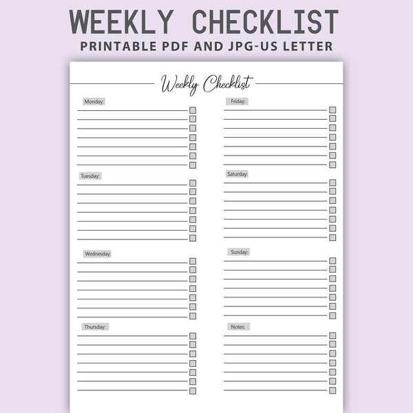 Weekly Checklist - Etsy