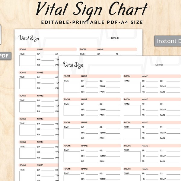 Printable and Editable Vital Signs Chart - Etsy