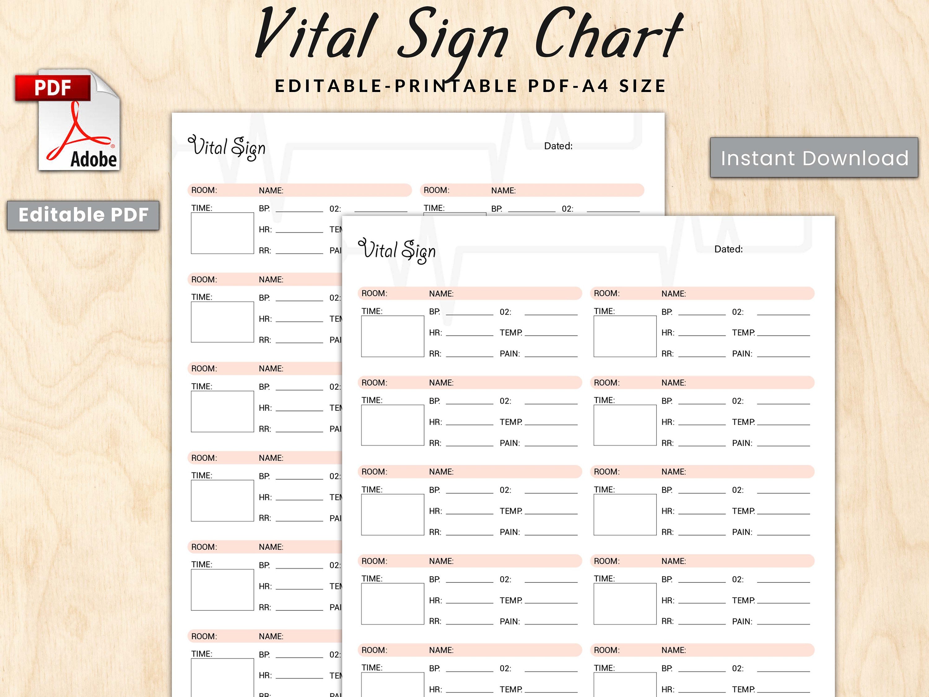 Editable and Printable Vital Sign Chart Vital Sign Log Vital - Etsy Ireland