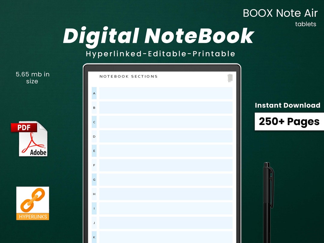 BOOX Note Air Templates Digital Notebook Ipad Goodnotes - Etsy