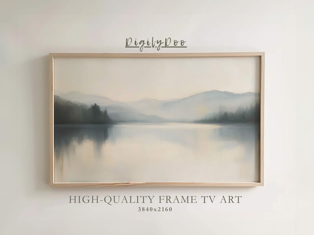 Lake Scenery Frame TV Art: Minimalist Coastal Painting (digital ...
