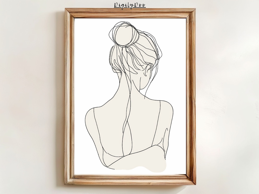 Woman Line Art Drawing Print, One Line Feminine Wall Decor, Female Back ...