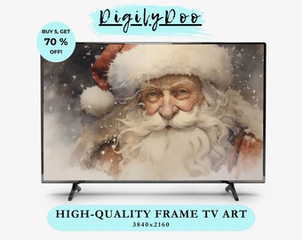 Vintage Santa Christmas Frame Tv Art, Neutral Holiday Santa Claus ...
