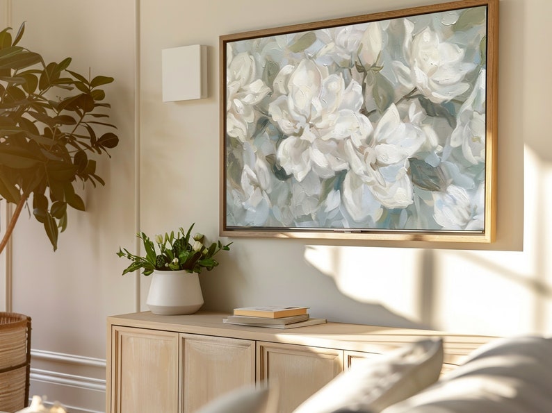 Floral Frame TV Art: Pale White Summer Flowers (digital Download) - Etsy
