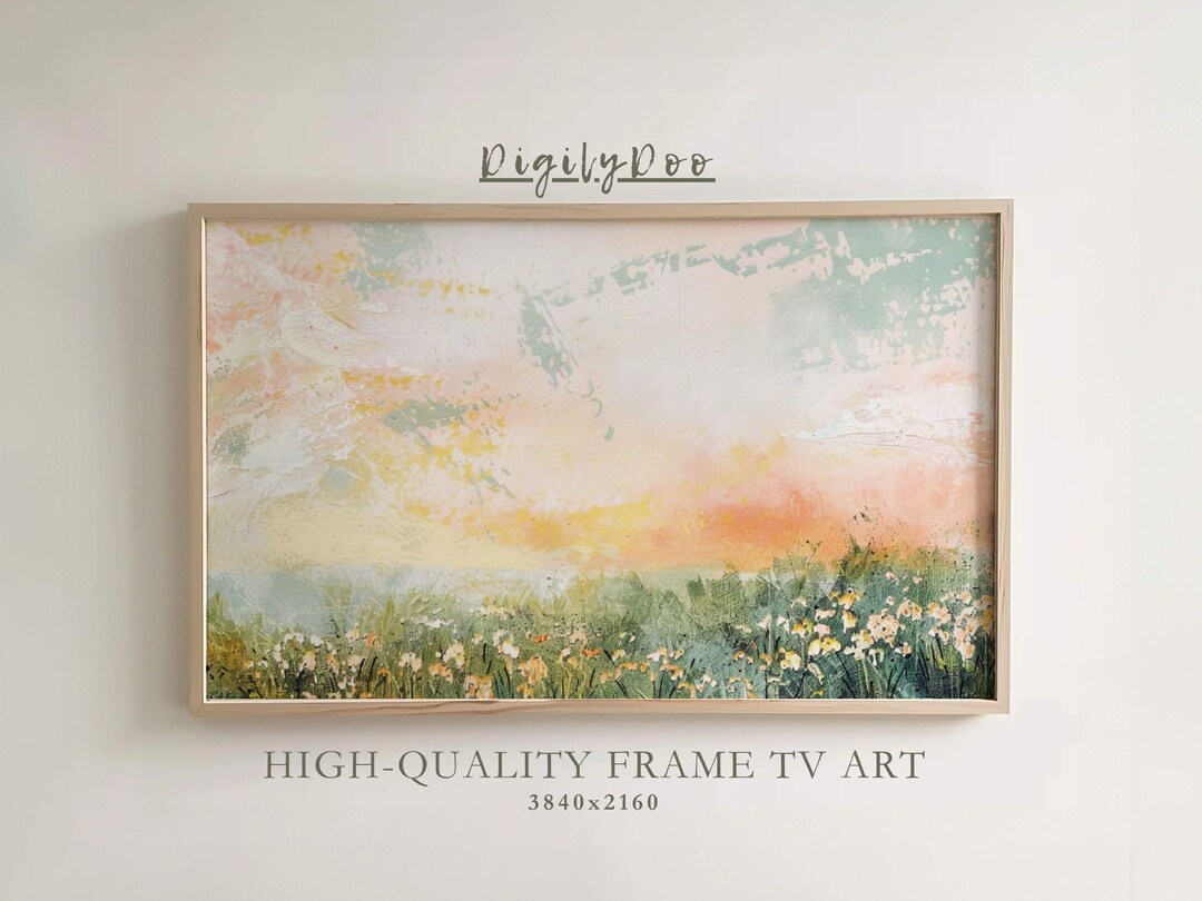 Pastel Sky Meadow Frame TV Art: Cottagecore Landscape (digital Download ...