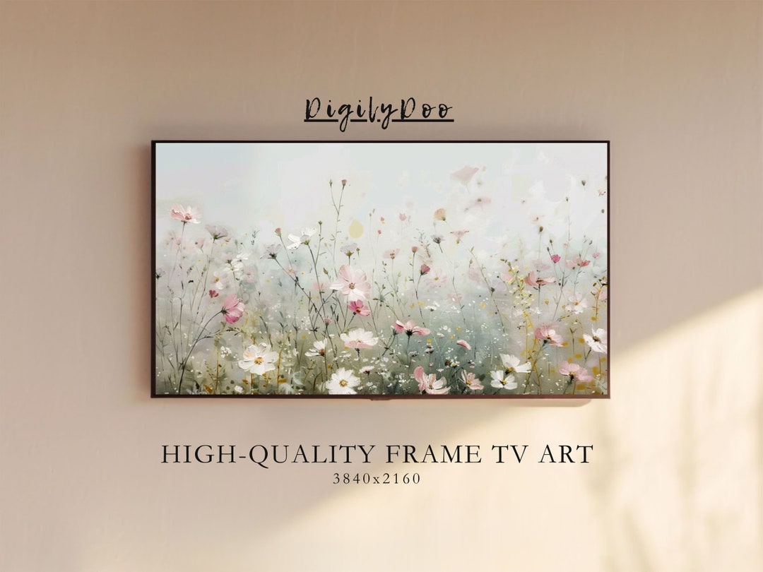 Spring Frame TV Art, Field of Wildflowers Samsung Screen Art, Meadow ...