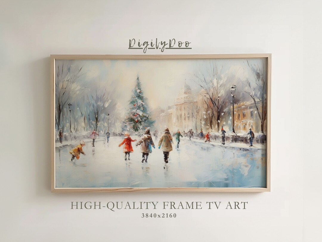 Vintage Ice Skating Christmas Tree Frame TV Art (digital Download) - Etsy