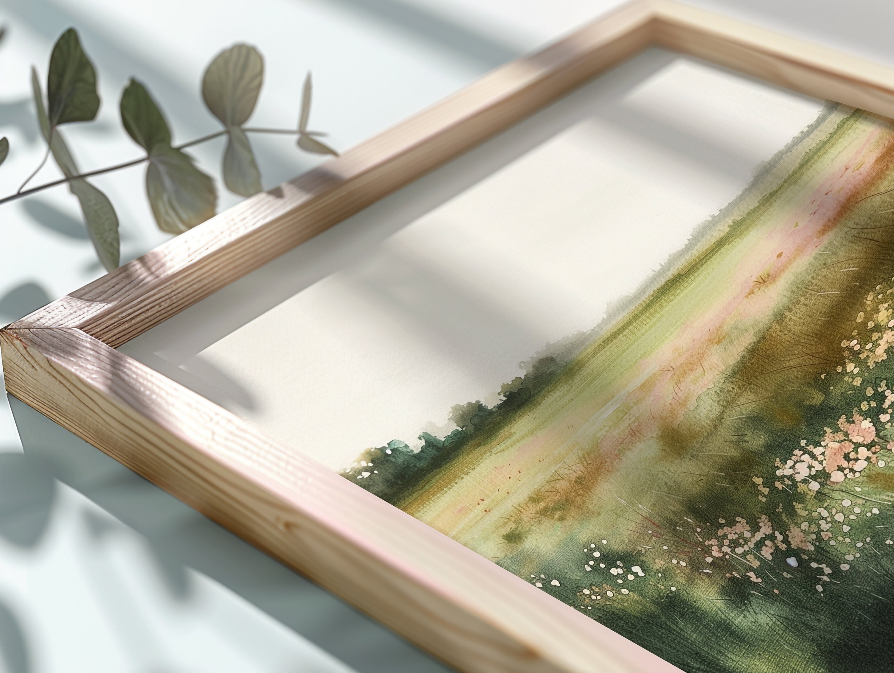 Spring Landscape Art Print, Printable Green Watercolour Painting ...
