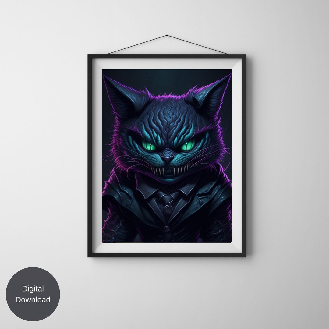 Evil Cheshire Cat AI Art Digital Download Instant Printable Wall Art ...