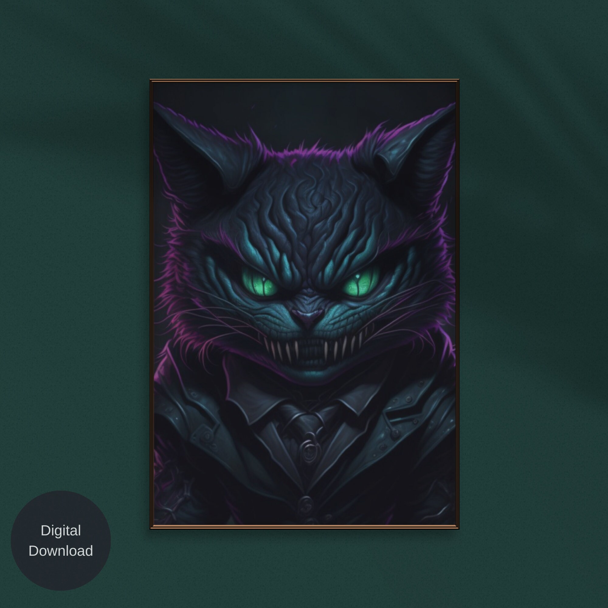 Evil Cheshire Cat AI Art Digital Download Instant Printable Wall Art ...